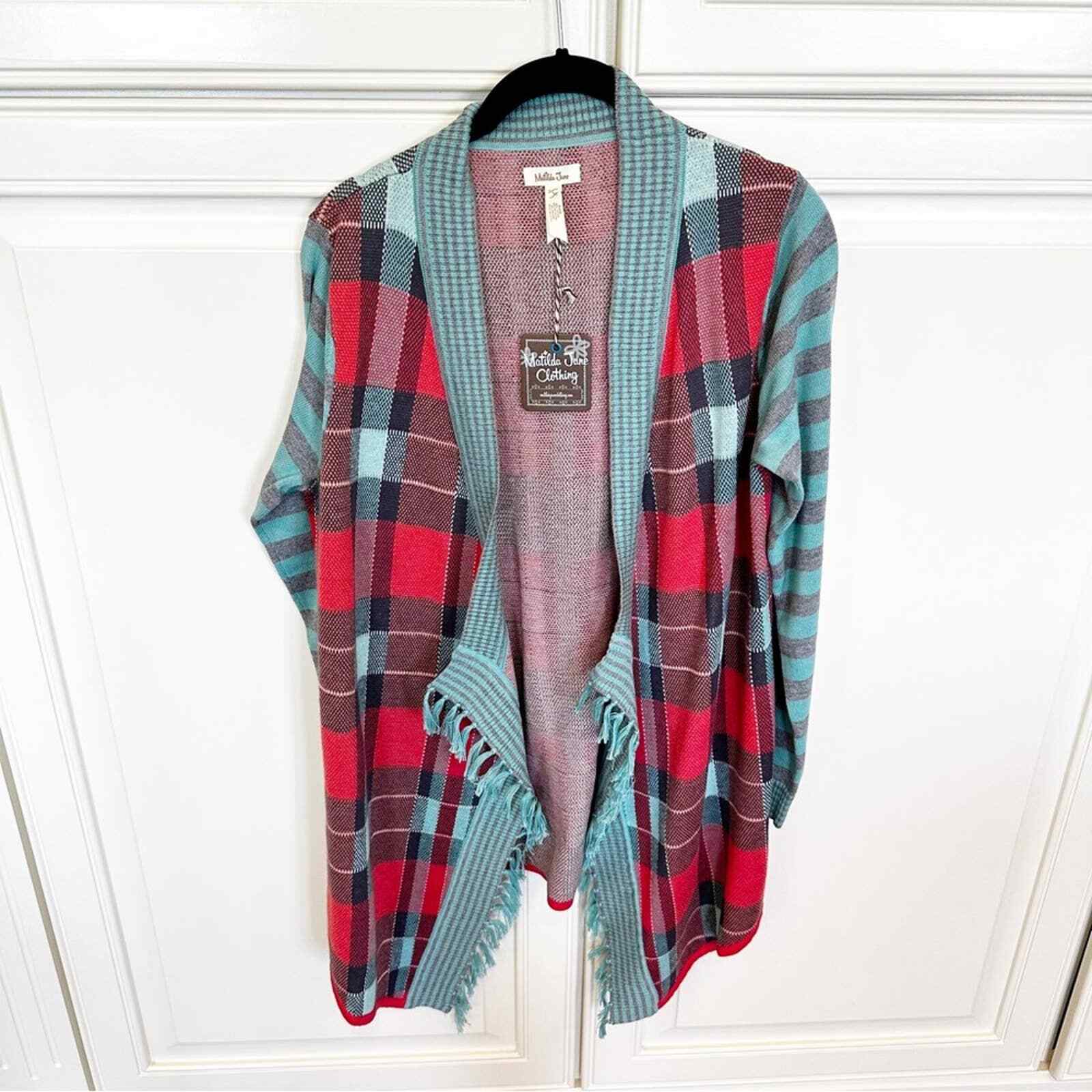 Matilda Jane Women’s Cotton Blend Plaid Waterfall Long Cardigan Duster ...