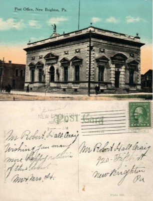 NEW BRIGHTON PA POST OFFICE 1914 ANTIQUE POSTCARD | eBay