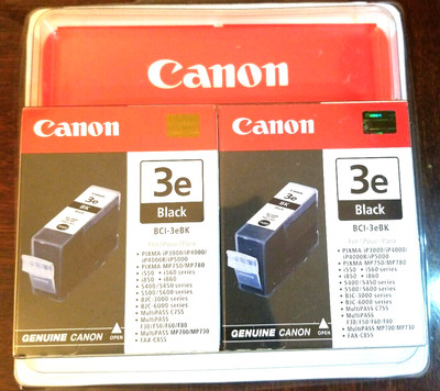 CANON 3E Black Ink BCI-3eBK. Genuine Canon Ink. (2-Pack) Brand New 2003 ...