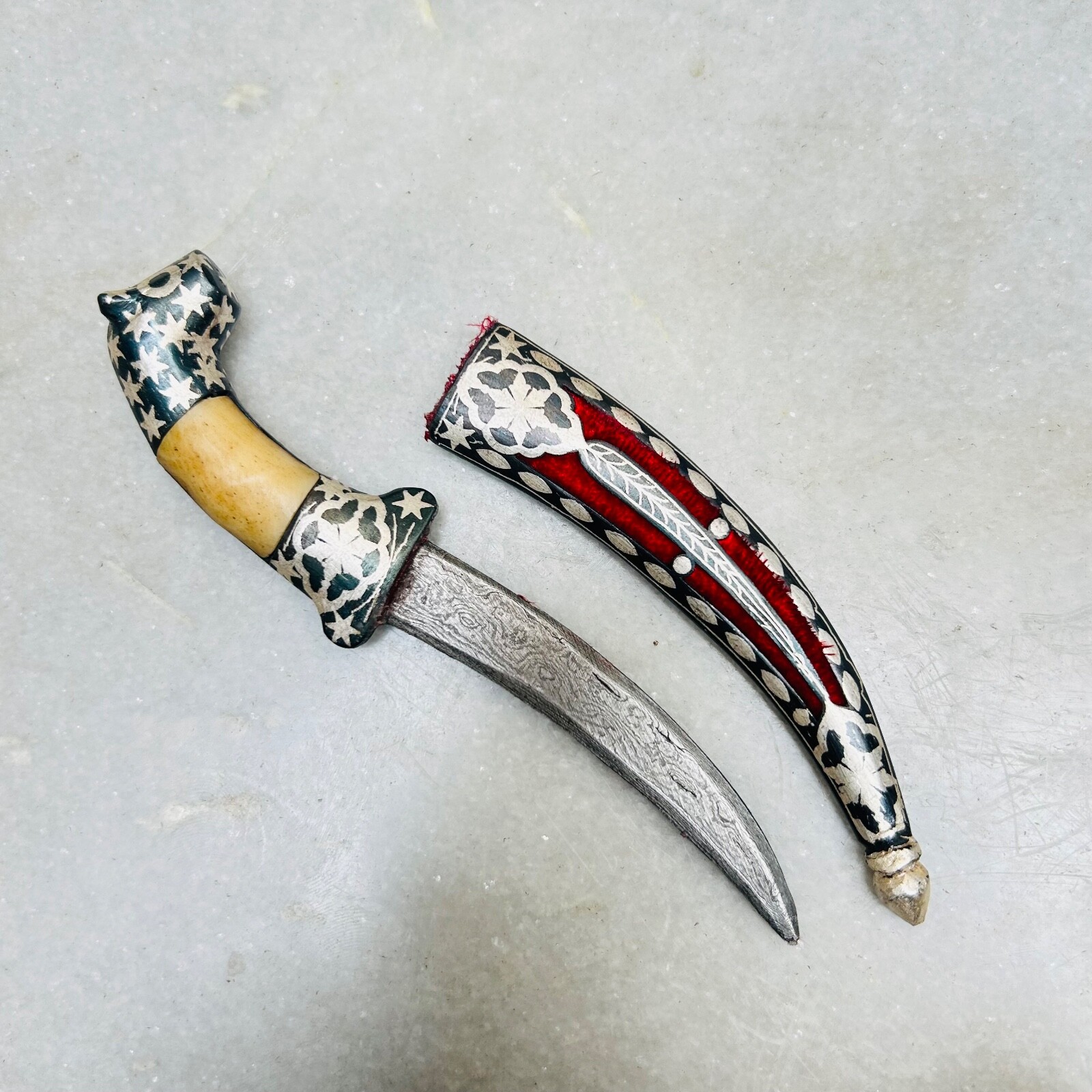 Indian handcrafted tiger dagger with silver koftgari & scabbard ...