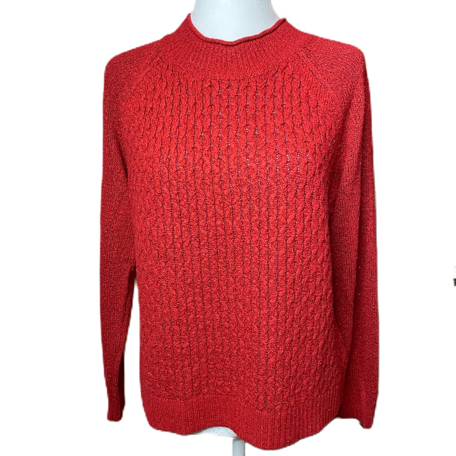 Kohl’s Women’s Red Cable Knit Pullover Sweater Medium | eBay