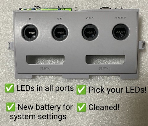 Gamecube Controller Port w/ New Battery and LEDs Installed Front plate ...