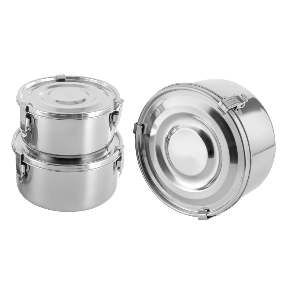 3 Sets Kitchen Food Containers Airtight Stainless Steel Food Storage ...