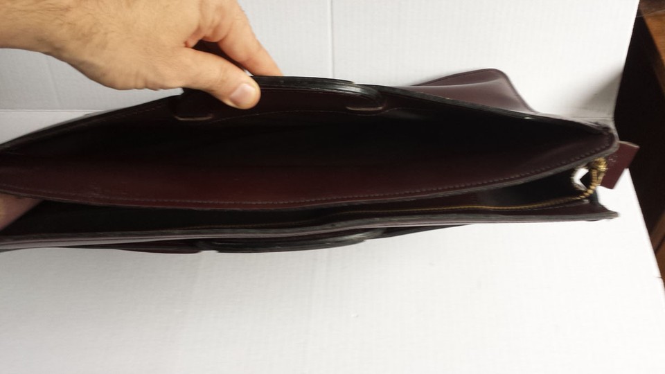 Briefcase Twin Handle Grip bridle hide leather with shoulder strap (17 ...