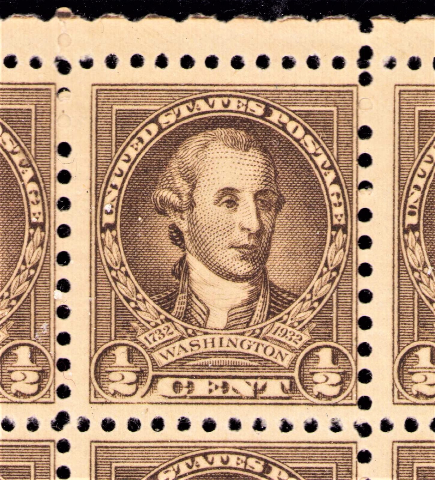 US Stamps SC# 704 George Washington 1/2c PB of 8 MNH 1932 Broken Circle ...