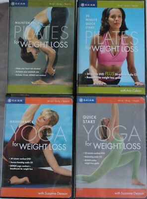 4 workout DVD lot Yoga for Weight Loss Quick Start Pilates Maintenance ...