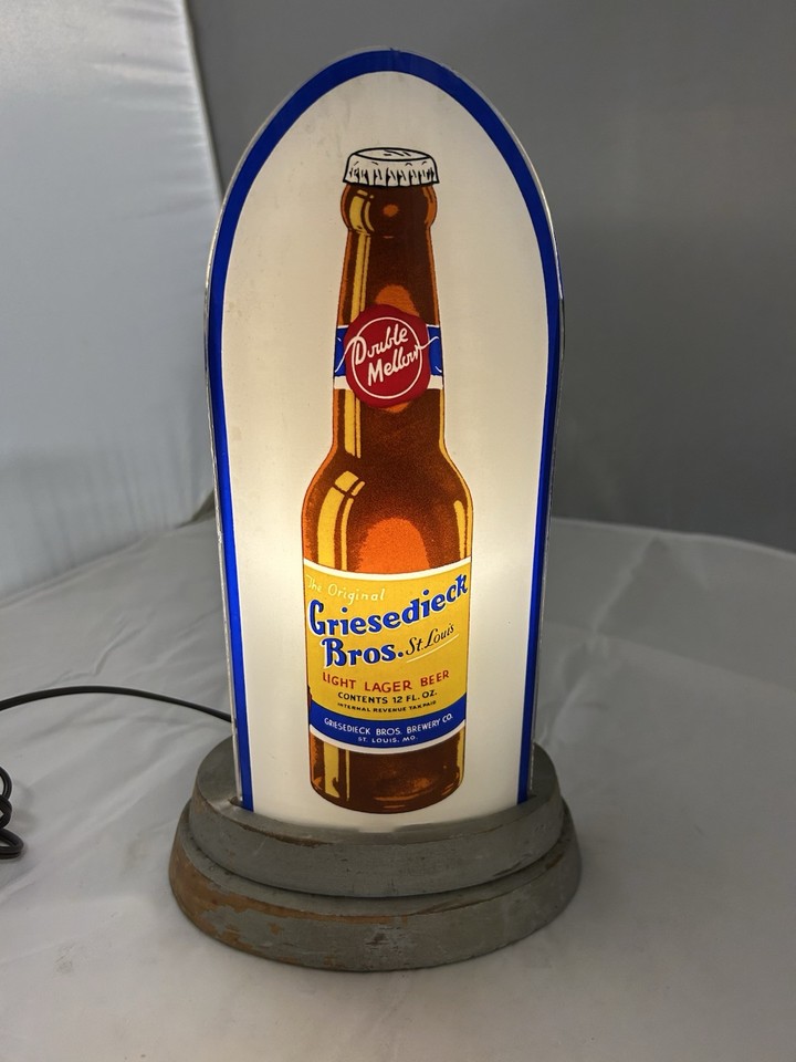 Rare 1930s 40s Griesedieck Curved Glass Lighted Bullet Light Up Sign ...