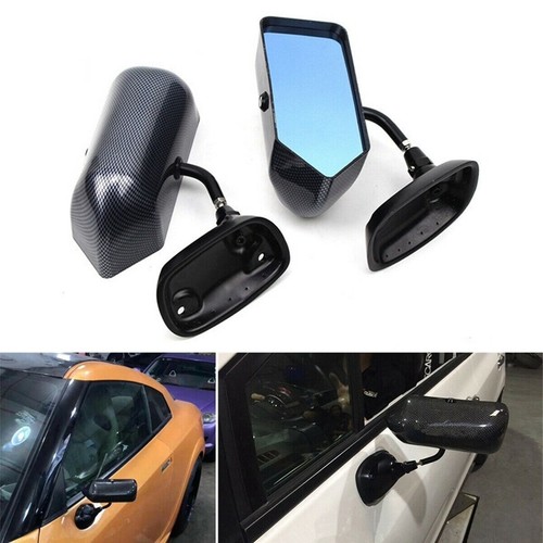 2pc Adjustable Rear View Mirror Carbon Fiber Look Rainproof Car Side ...