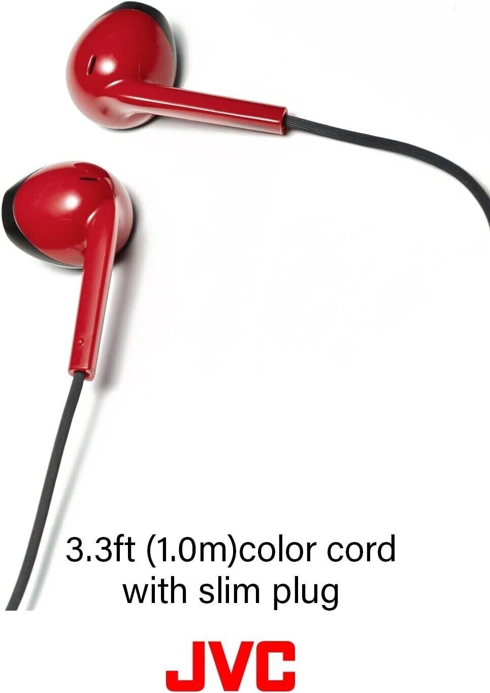 JVC HAF19MRBE Red Black In ear Headphones 1 Button Remote With Mic ...