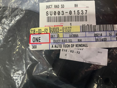 OEM Genuine Toyota Radiator Support Air Duct SU003-01537 Right Front | eBay