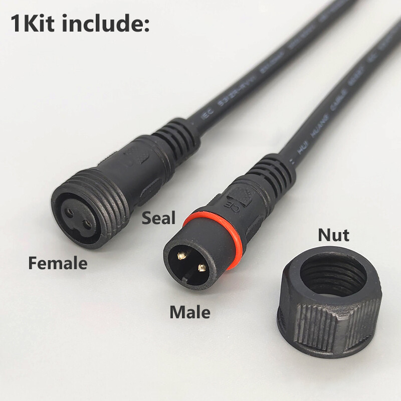 3 Pin Waterproof Extension Cable Connector Male Female Outdoor Led ...