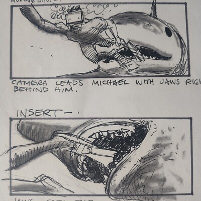 JAWS THE REVENGE MOVIE STORYBOARD PRODUCTION ART PETER BENCHLEY CARL ...