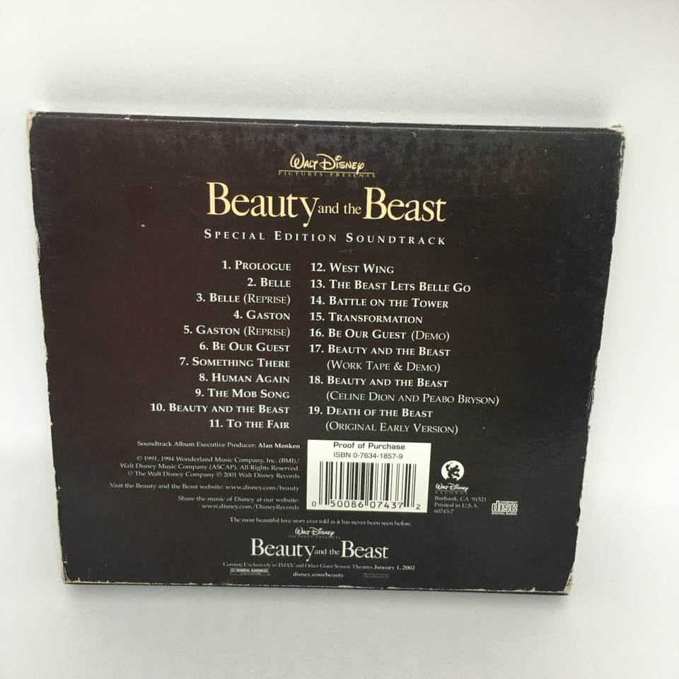 Beauty And The Beast SPECIAL EDITION SOUNDTRACK CD Acceptable Cond FREE ...