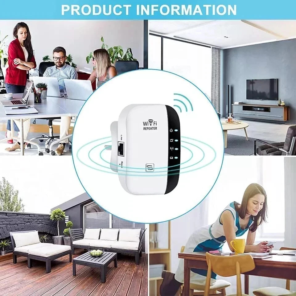 WiFi Signal Extender Range Repeater Booster Internet Amplifier 300Mbps ...