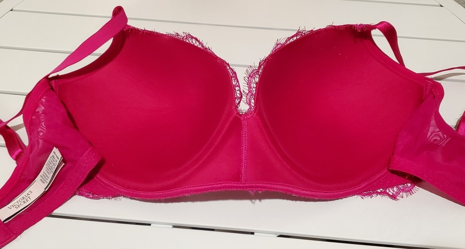 Victoria’s Secret Bra Dream Angels Padded No Wire 38DD Shiny Pink ...