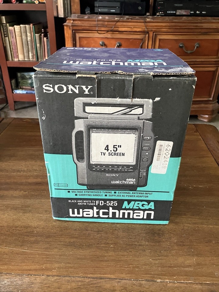 Vintage Sony Mega Watchman FD-525 Portable B&W TV AM/FM Radio Tuner ...