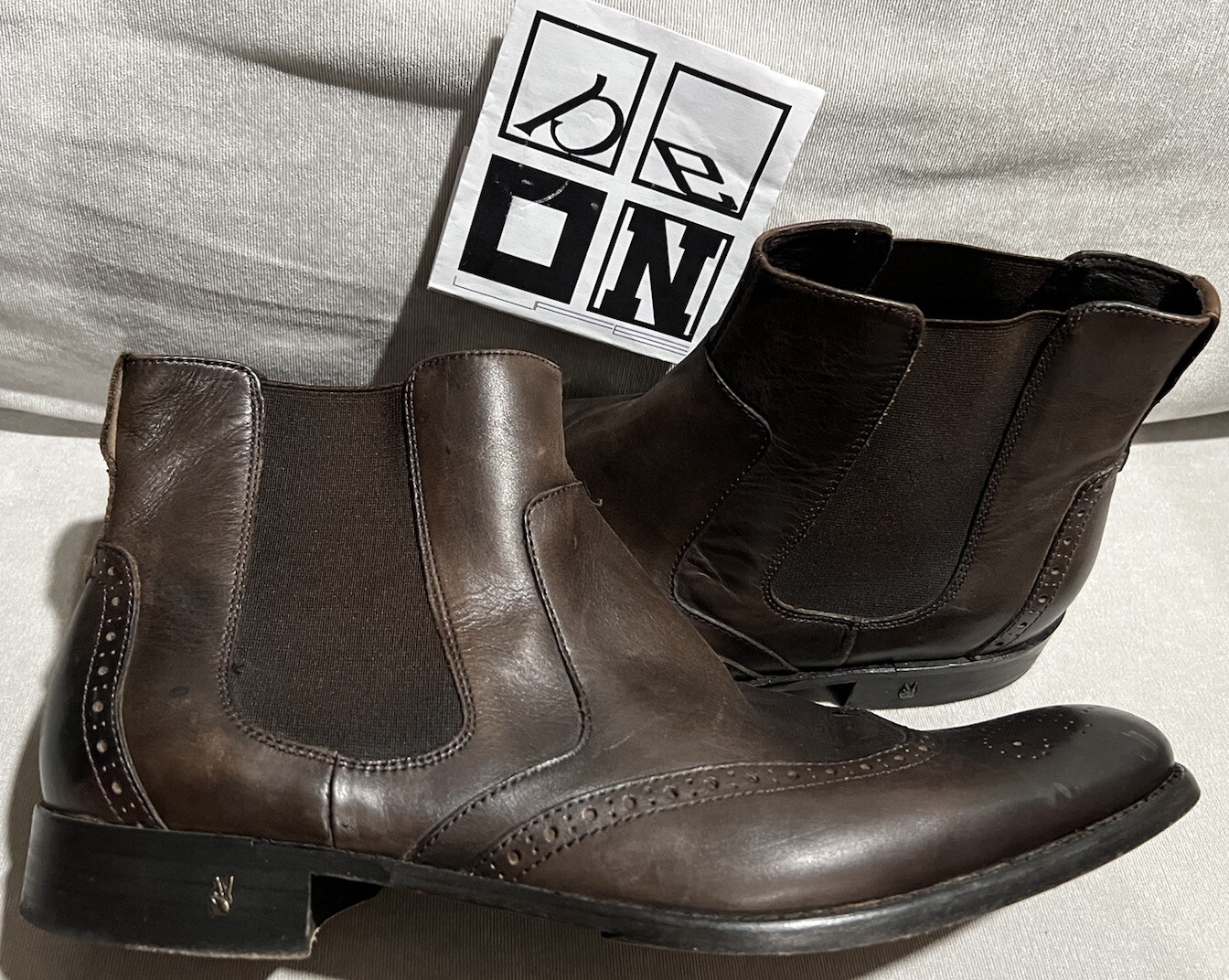 John Varvatos USA Wood Brown Leather Wingtip Dress Cheslea Boot size 13 ...