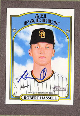 2021 Topps Heritage Minors #ROA-RH Robert Hassell RC Real One ...