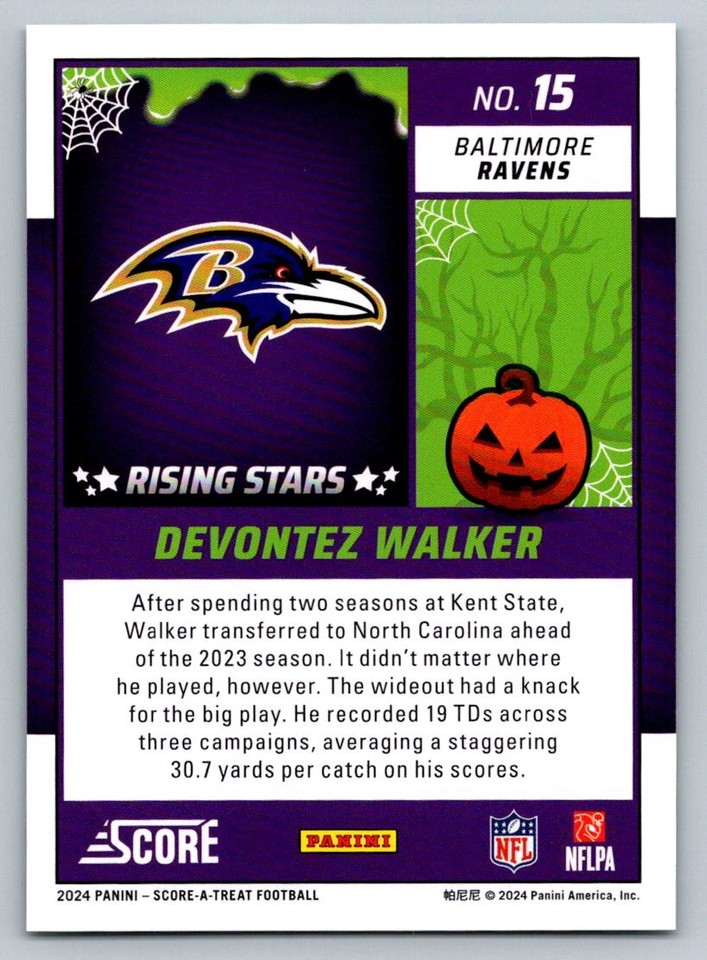 2024 Panini Score-A-Treat# 15 - Devontez Walker - Baltimore Ravens | eBay