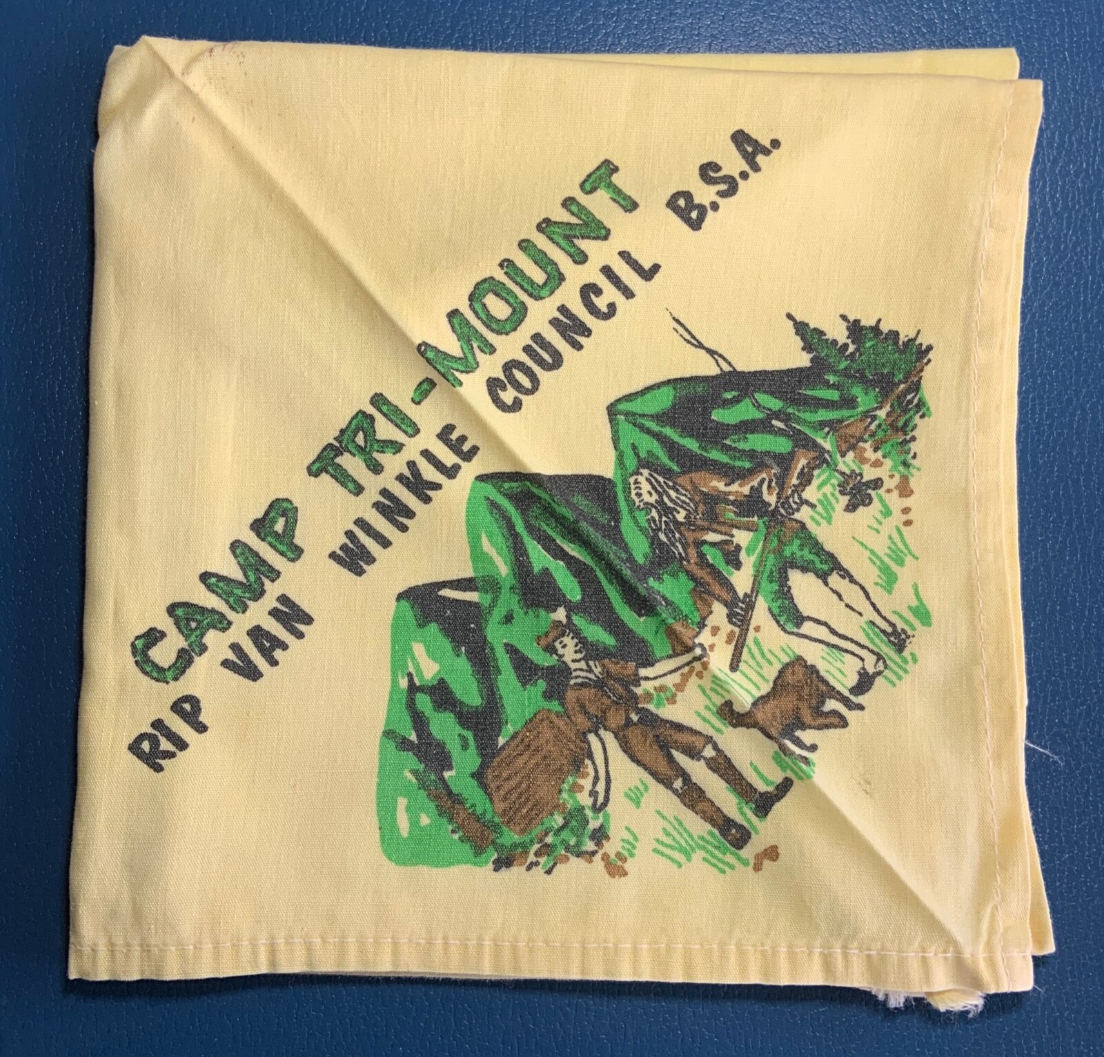 Vintage 1960s CAMP TRI-MOUNT Boy Scout NECKERCHIEF Rip Van Winkle ...