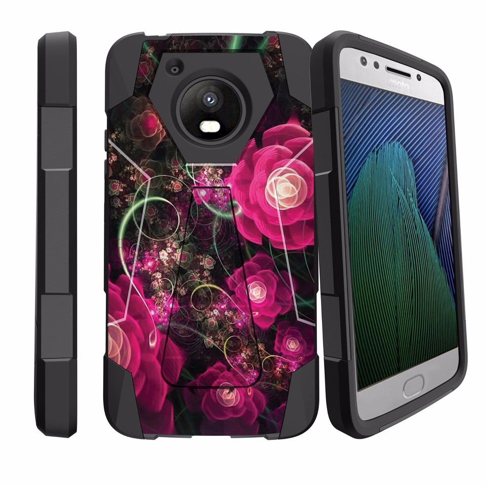 Rugged Dual Layered Case w/Kickstand Cover for Motorola Moto E4 (2017 ...
