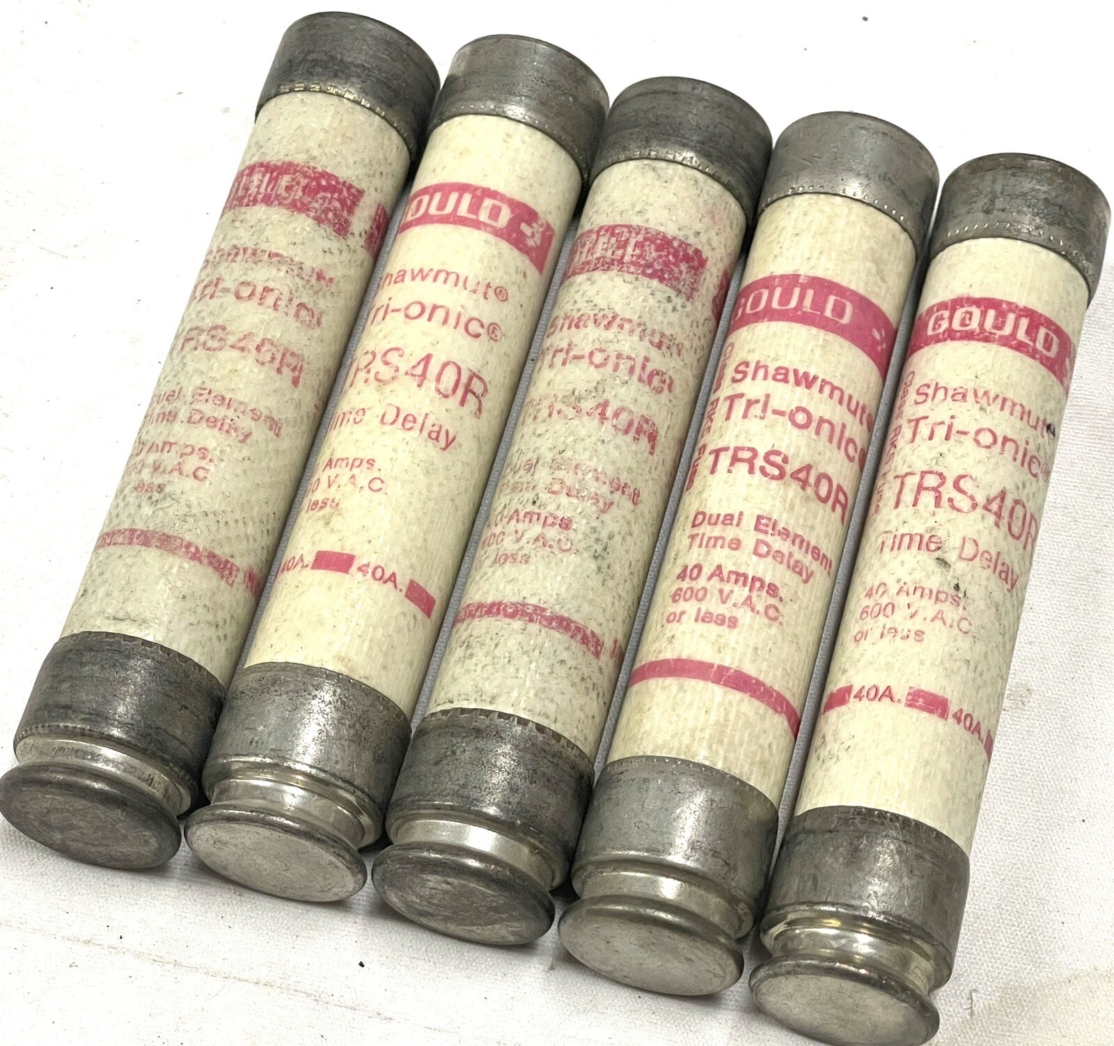 Lot of 6 Gould Shawmut TRS40R Class RK5 40A 600V Dual Element Time ...