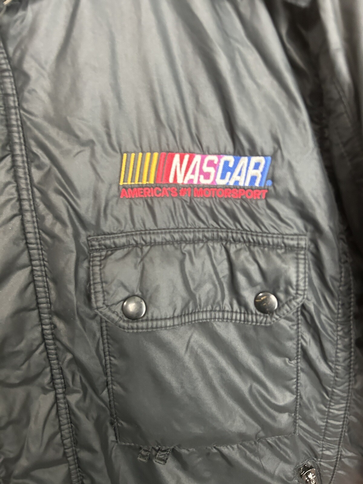 VTG Vintage 80s NASCAR Embroidered Logo Dunbrooke Bla… - Gem