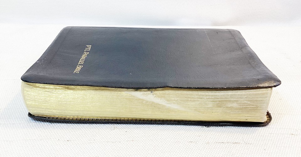 Holy Bible PTL Parallel Edition KJV Living Bible Genuine Leather 1983 ...