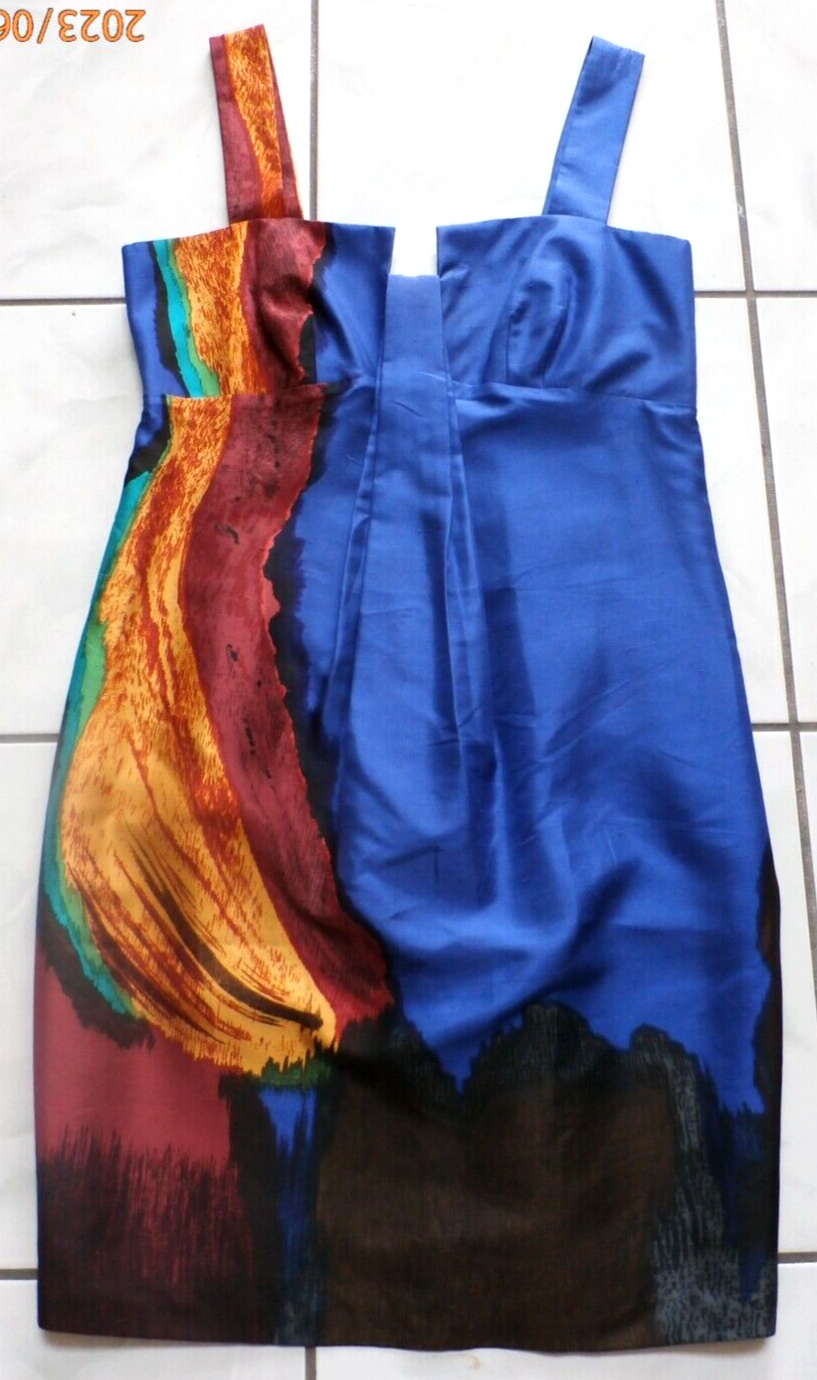 BOSTON PROPER Colorful Sundress Multi Color Design Slubs 12 Lined 100% ...