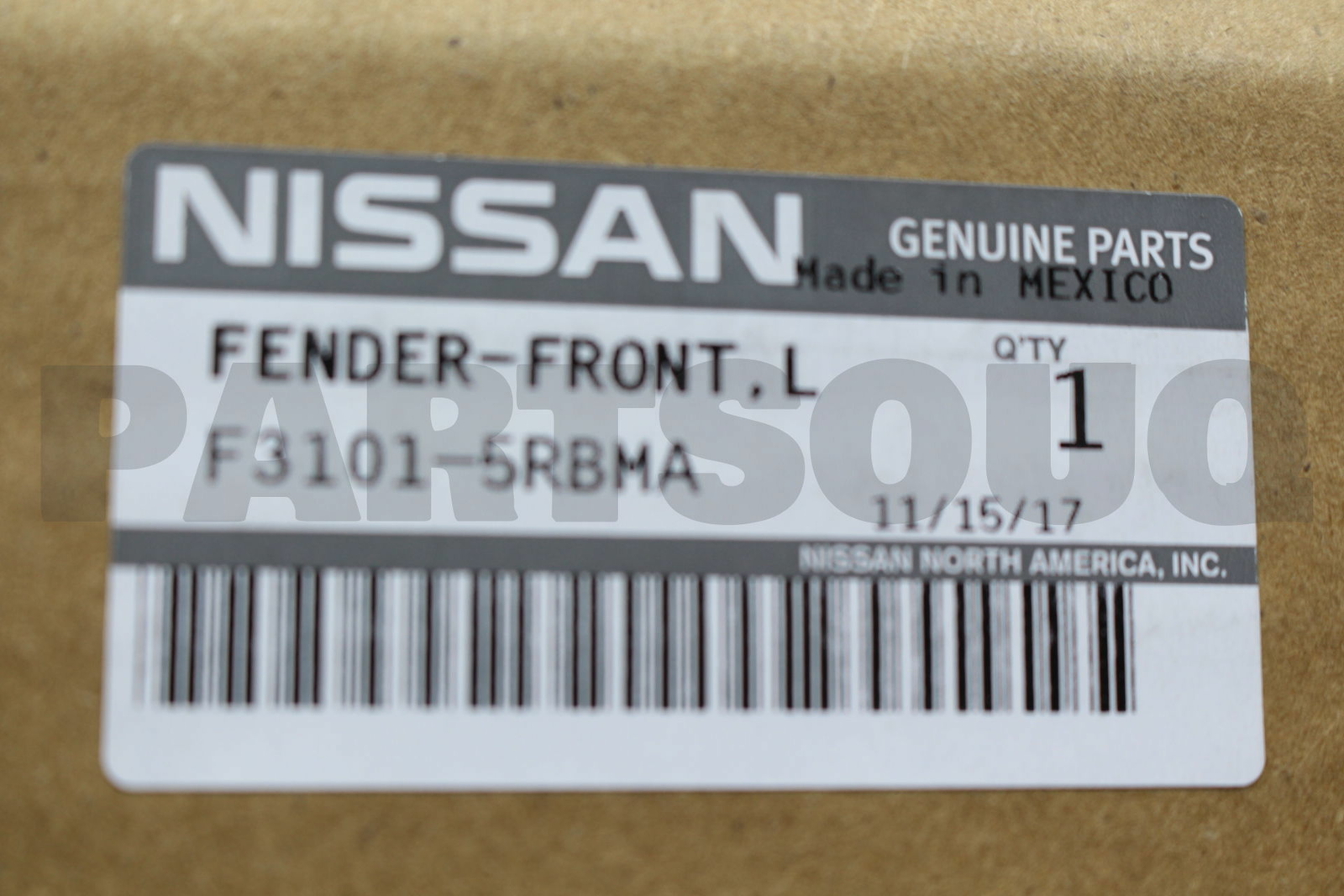 F31015RBMA Genuine Nissan FENDER FRONT,LH F3101-5RBMA | eBay
