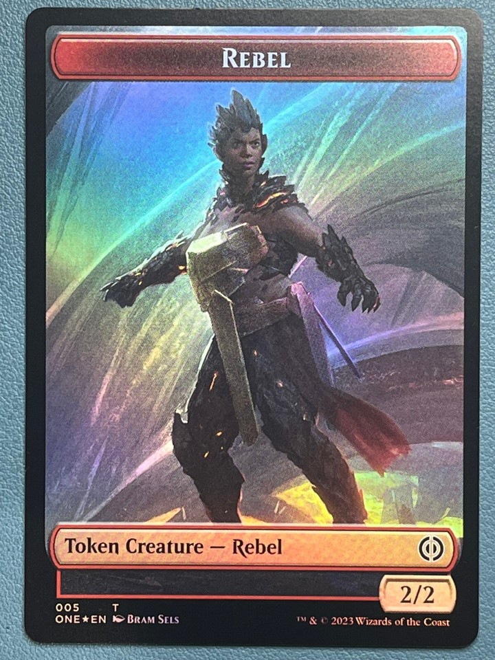 MTG Rebel // Drone Double-sided Token Foil Phyrexia ONE NM | eBay