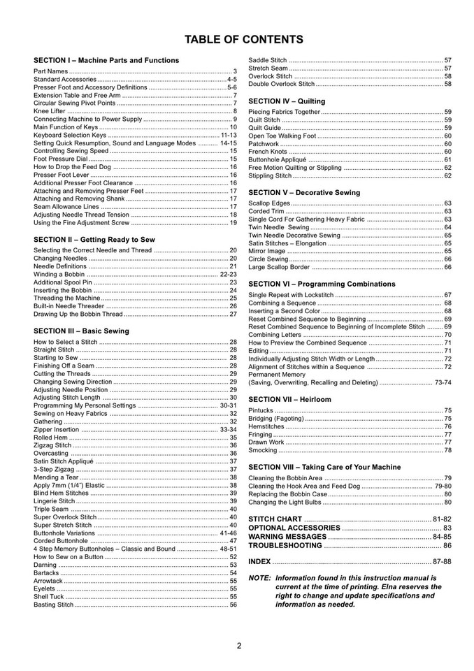 CD * ELNA eXperience 660 (Elna 6600) Instruction Book or Service Manual ...