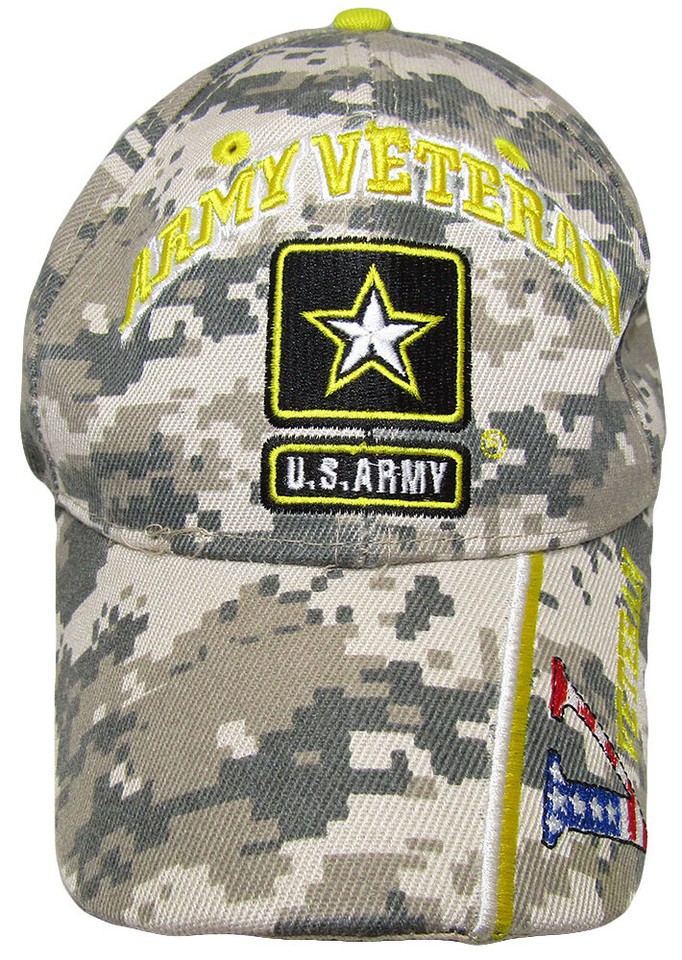 U.S. Army Star Veteran Vet USA Flag "V" ACU Digital Camo Embroidered ...