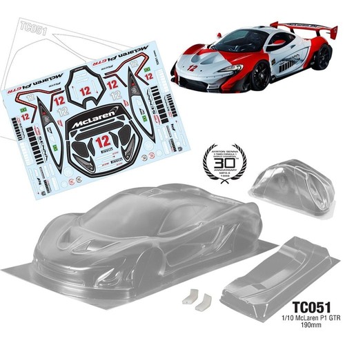 RC Car Shell rcMcLaren P1 GTR Clear pc Body W/Stickers Wing Lamp Cup ...