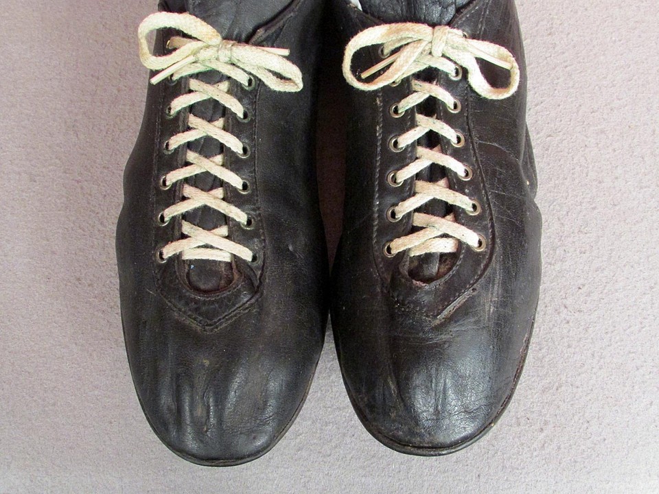 Vintage 1940s Riddell Black Leather Track Shoes Spikes Sz9 Track ...