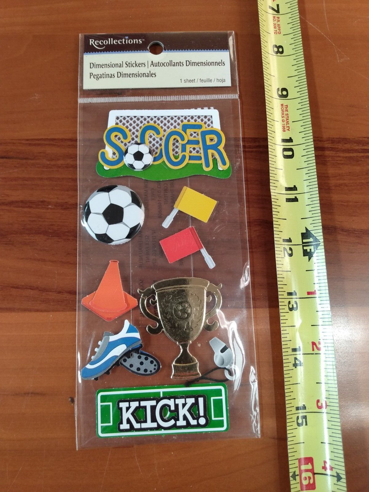 Recollections Dimensional Stickers Soccer Goal Ball Cleat Penalty Flags ...