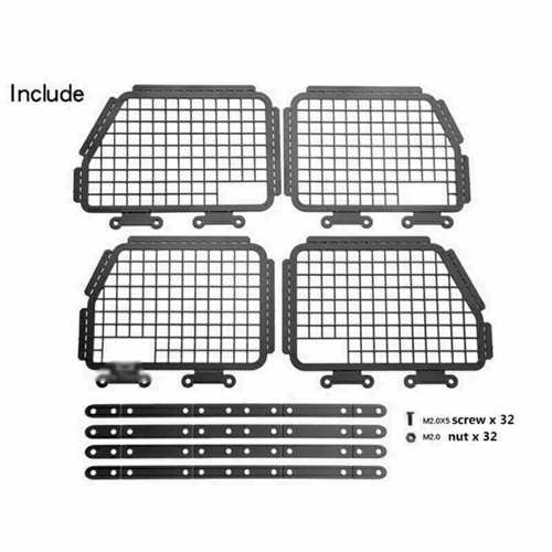 For 1/10 TRX-4 D90 D110 Defender 4X Metal Folding Window Mesh Net Guard ...