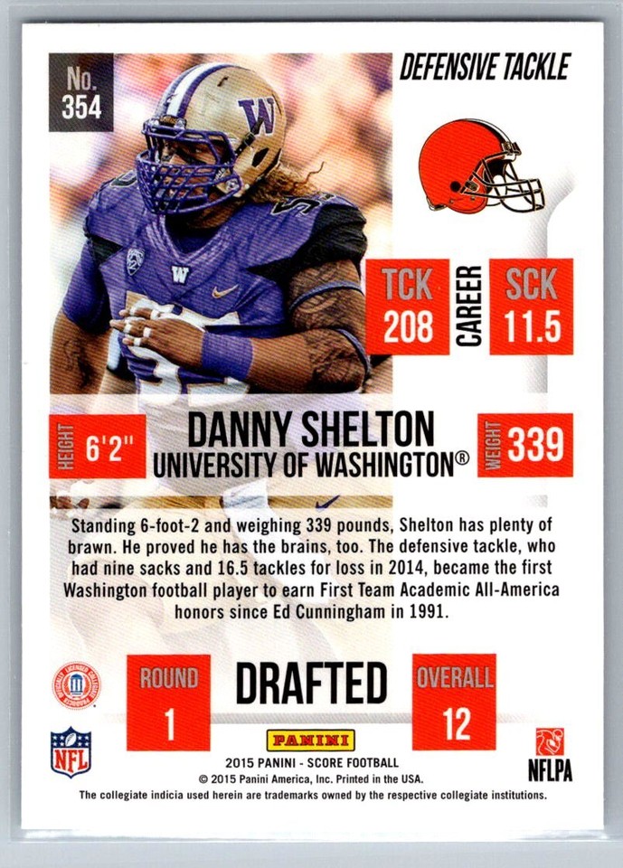 2015 Score Rookie RC #354 Danny Shelton Cleveland Browns Football Card ...
