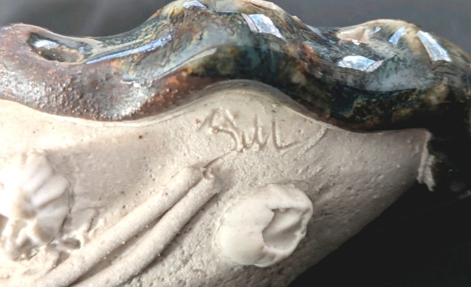 Collectible OUR BOAT HOUSE Handmade ART Pottery OYSTER SHELL BOWL 10 ...