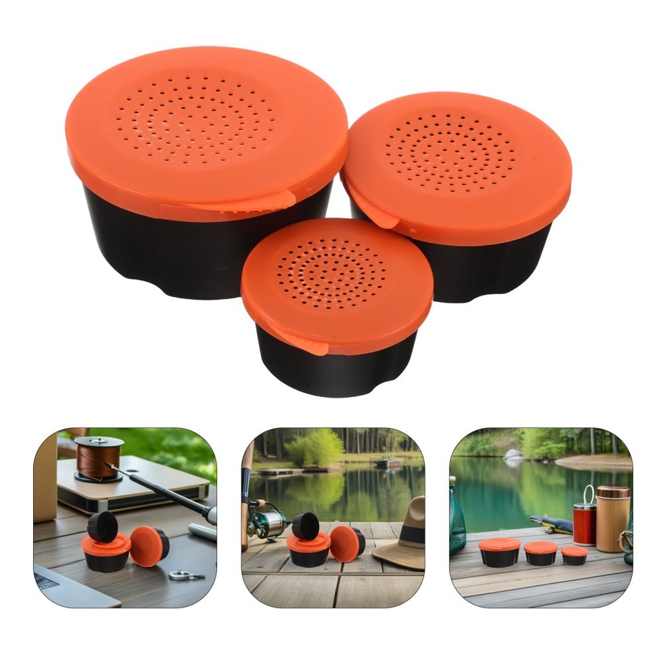 3 Pcs Red Worm Earthworm Box Bait Fishing Bucket Storage Containers ...