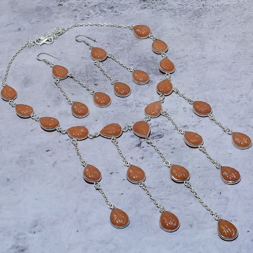Orange Carnelian Gemstone 925 Sterling Silver Gift Jewelry Set X-Mas ...