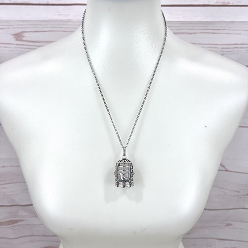 Handmade Antique Silver Bird Cage Rose Quartz Locket Pendant Necklace ...