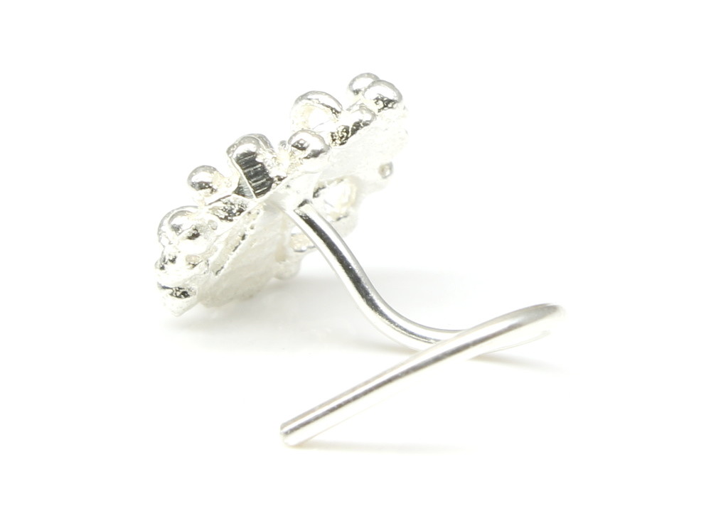 New Work 925 Sterling Silver nose Stud corkscrew piercing nose ring L ...