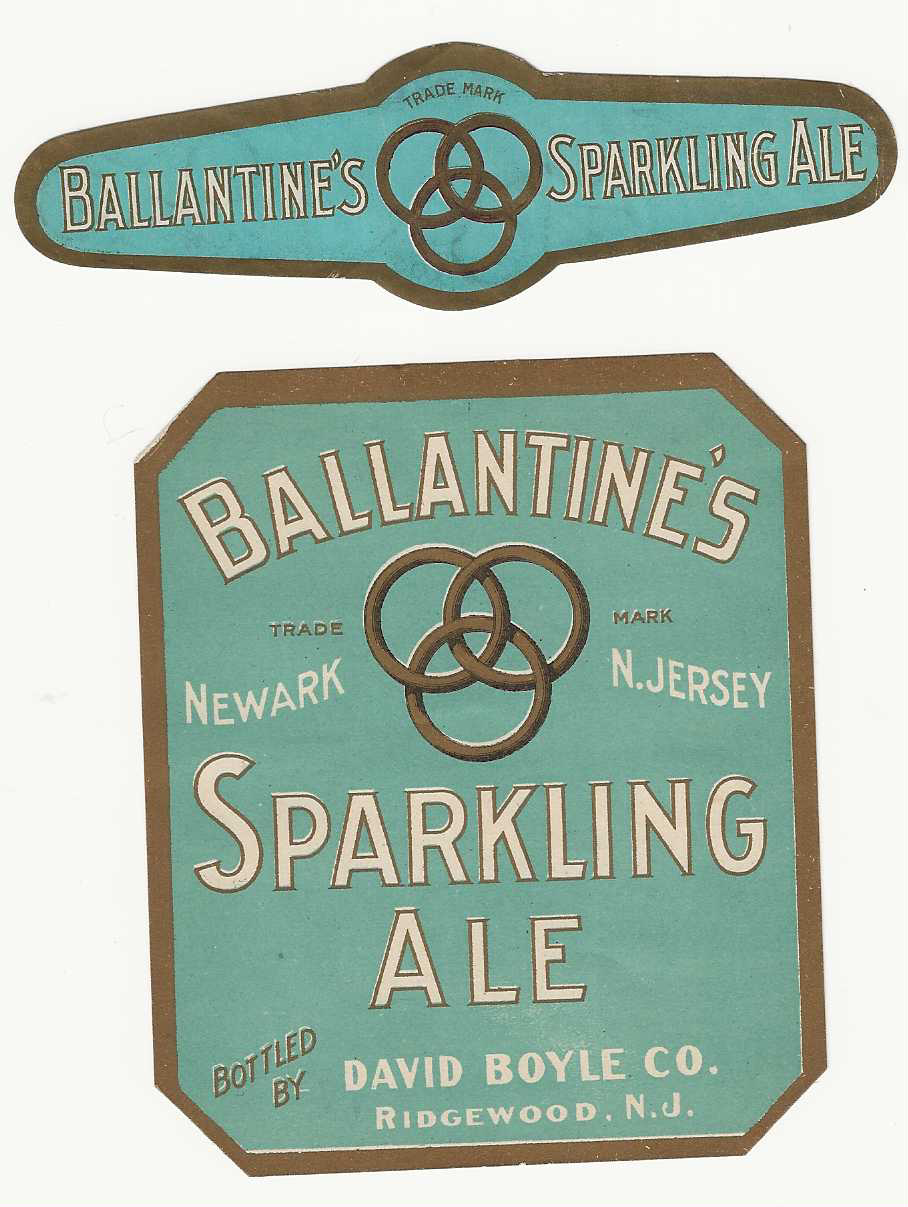 Pre Prohibition Ballantine's Sparkling Ale label with neck Newark NJ | eBay
