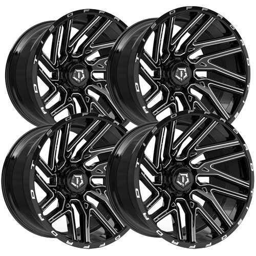 (Set of 4) TIS 554BM 22x12 6x135/6x5.5" -44mm Black/Milled Wheels Rims ...