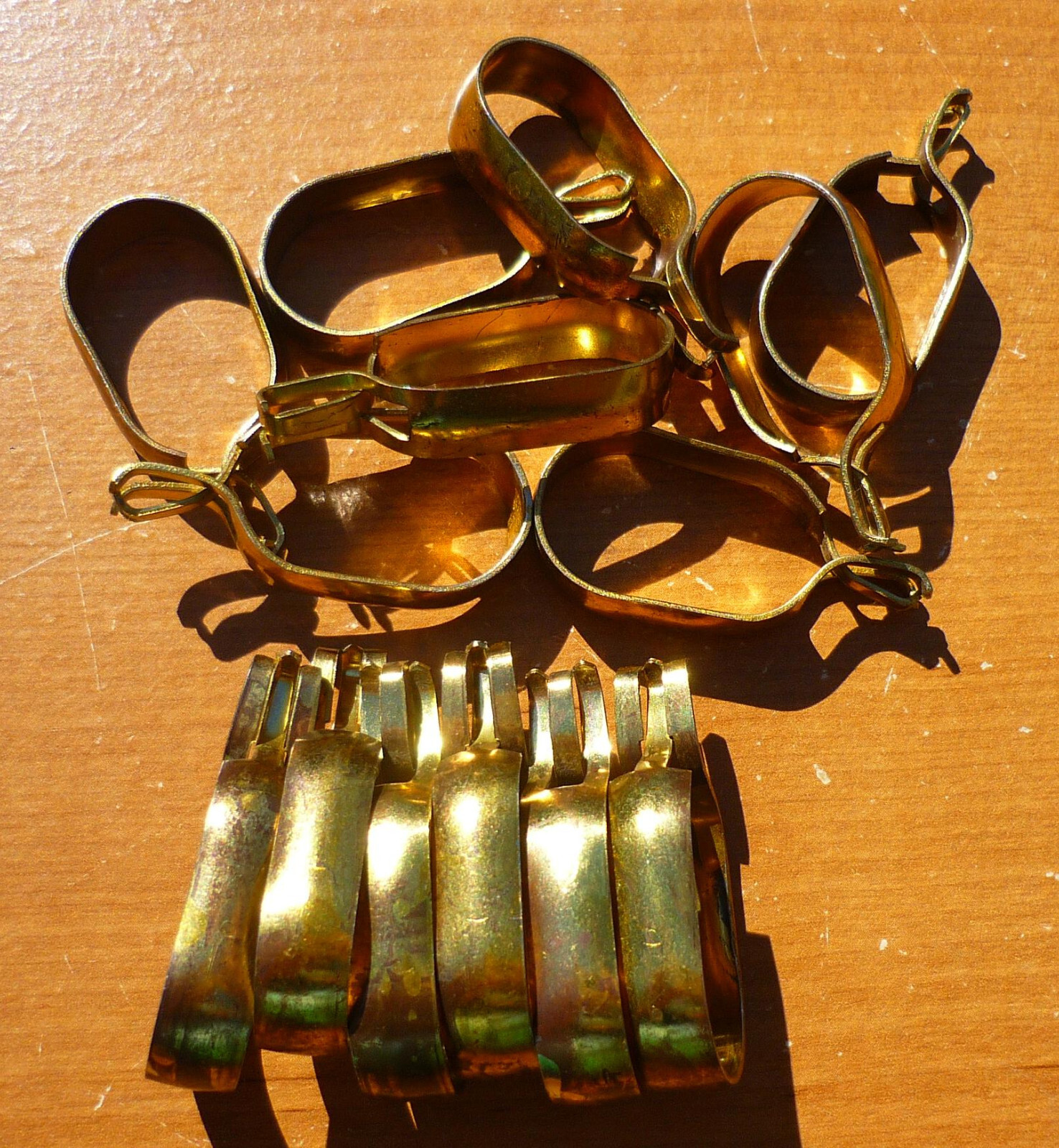 Lot of 14 Vintage Brass 5/8" Oval Oblong Clip-On Cafe Curtain Drapery ...