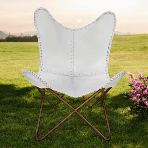 Leather Butterfly Chair Foldable Iron Frame Lounge Accent Relax ...
