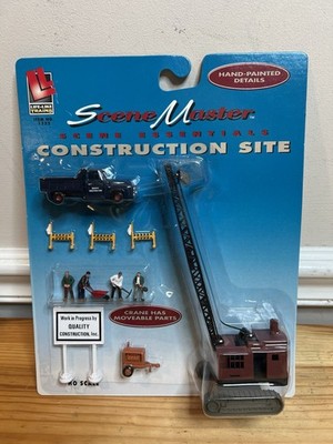 HO Life Like Construction Site Scene Master Crane Workers Truck Signs ...
