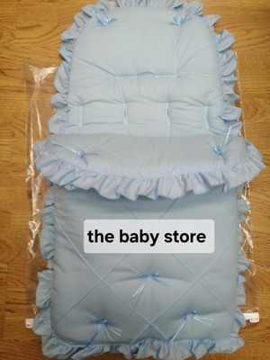Baby boys all blue Ribbon bows Foot Muff Cosy Toes Pram buggy | eBay UK