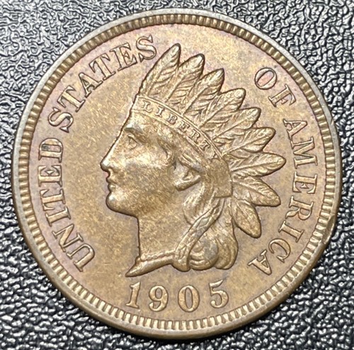 1905 Indian Head Penny Cent 1c AU Full Liberty With 4 Diamonds ...
